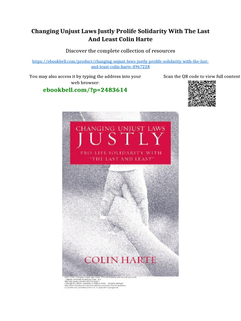 Changing Unjust Laws Justly Prolife Solidarity With The Last And Least ...