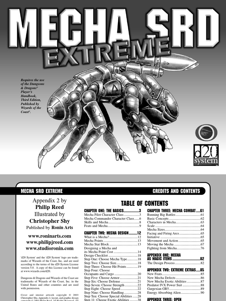D20 - Mecha SRD Extreme | PDF | Games & Activities | History