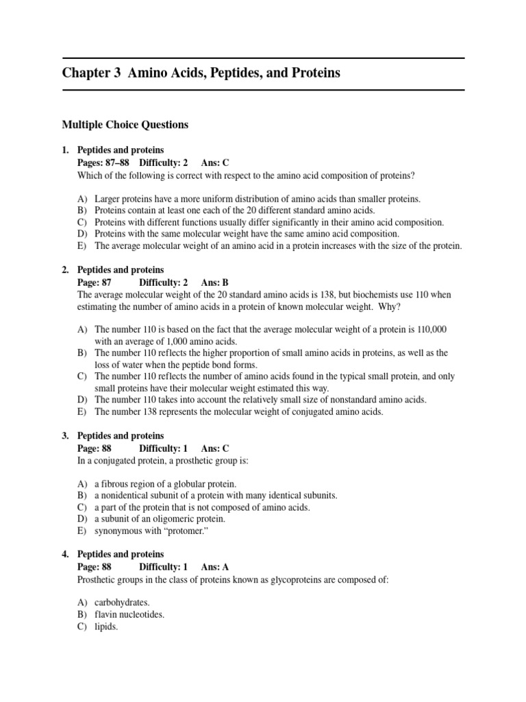 CH03 - With - Answers (Amino Acids, Peptides & Proteins) | PDF ...