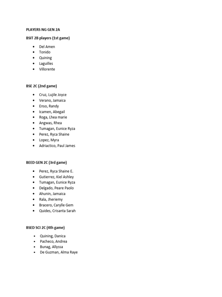 Gen 2a Players1 | PDF