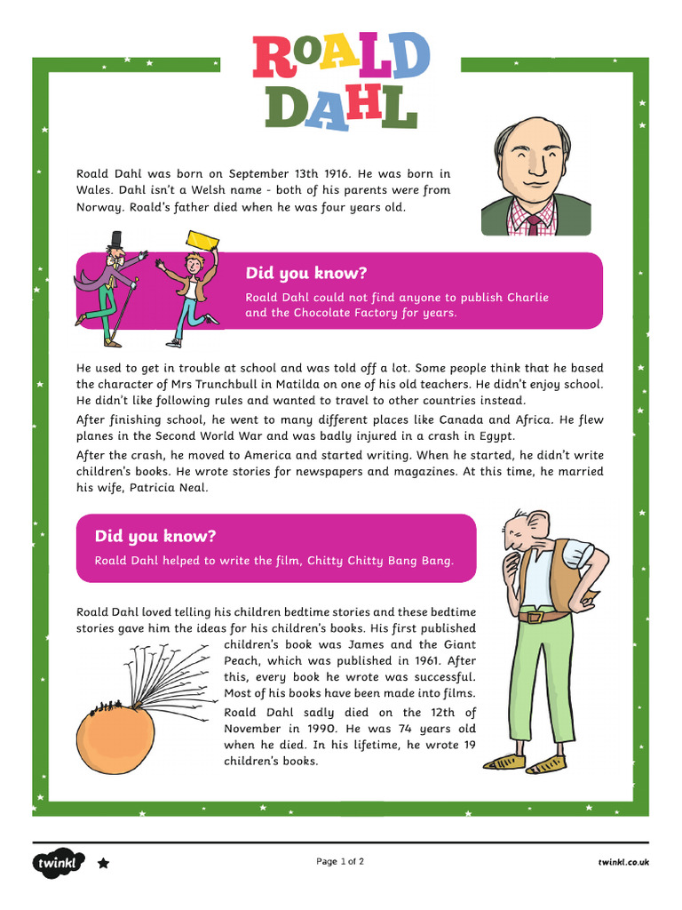 t l 51740 Ks1 Roald Dahl Differentiated Reading Comprehension Activity ...
