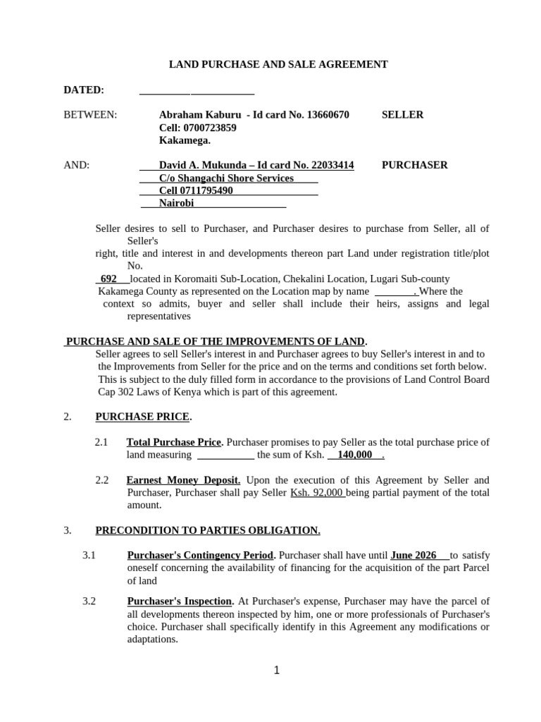 Land Purchase_sale Agreement | PDF | Prices | Private Law