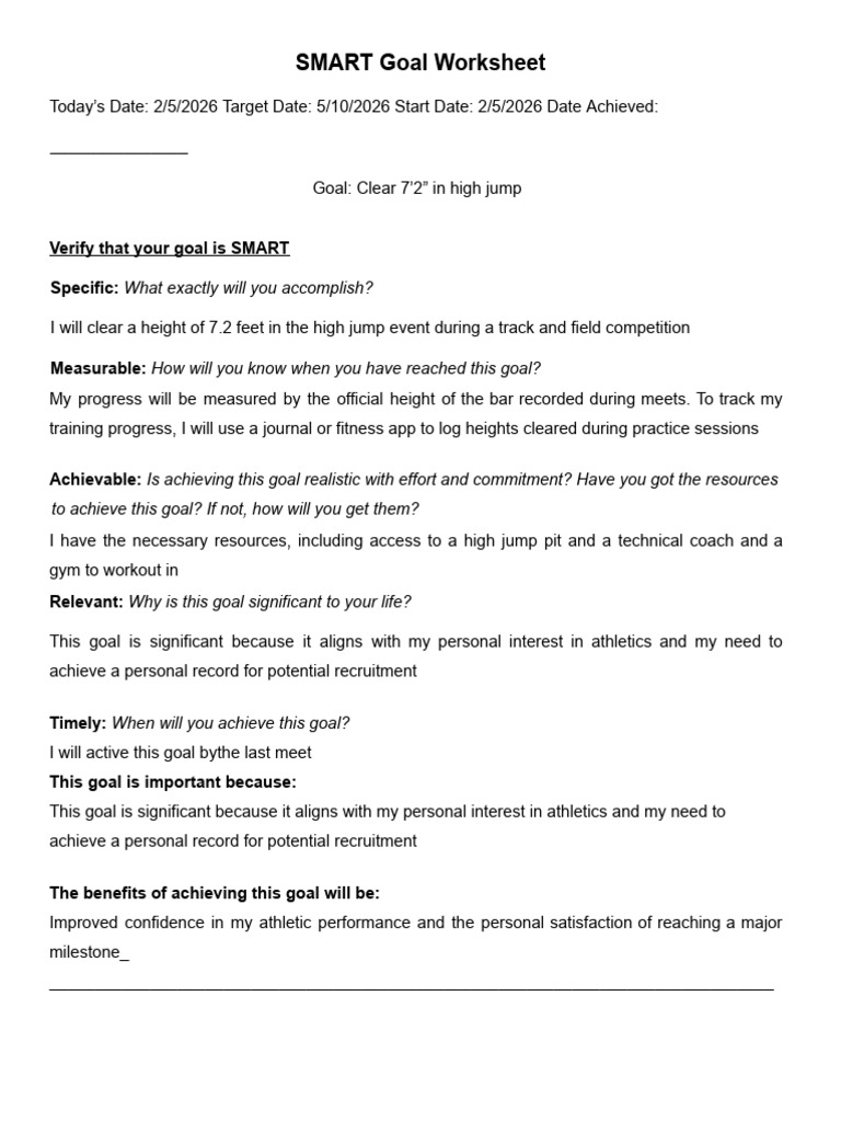 Bami SMART Goal Setting Assignment | PDF | Goal | Strength Training