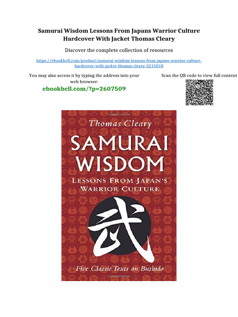 Samurai Wisdom Lessons From Japans Warrior Culture Hardcover With ...