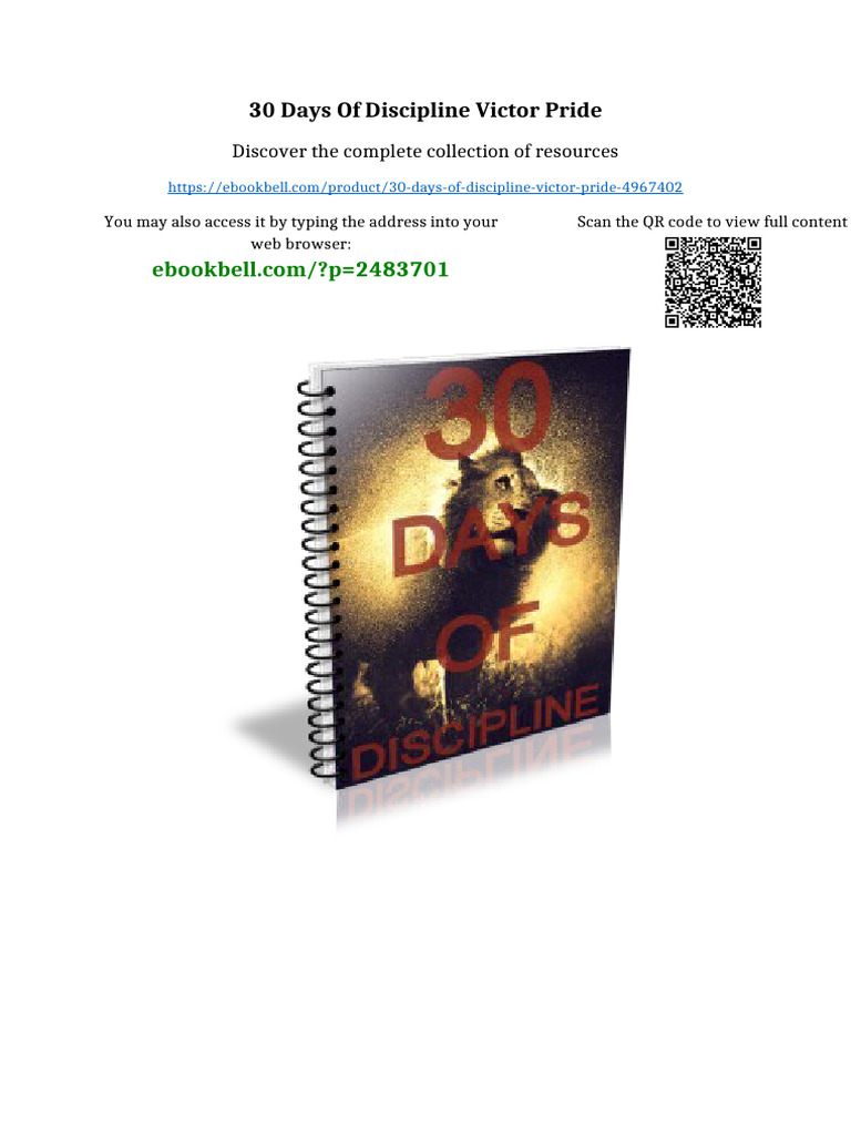 30 Days of Discipline Victor Pride Available All Format | PDF ...