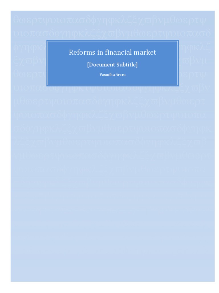 Reforms in Financial Market | PDF | Stock Market | Stocks