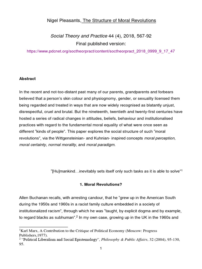 The Structure of Moral Revolutions | PDF | Paradigm | Science