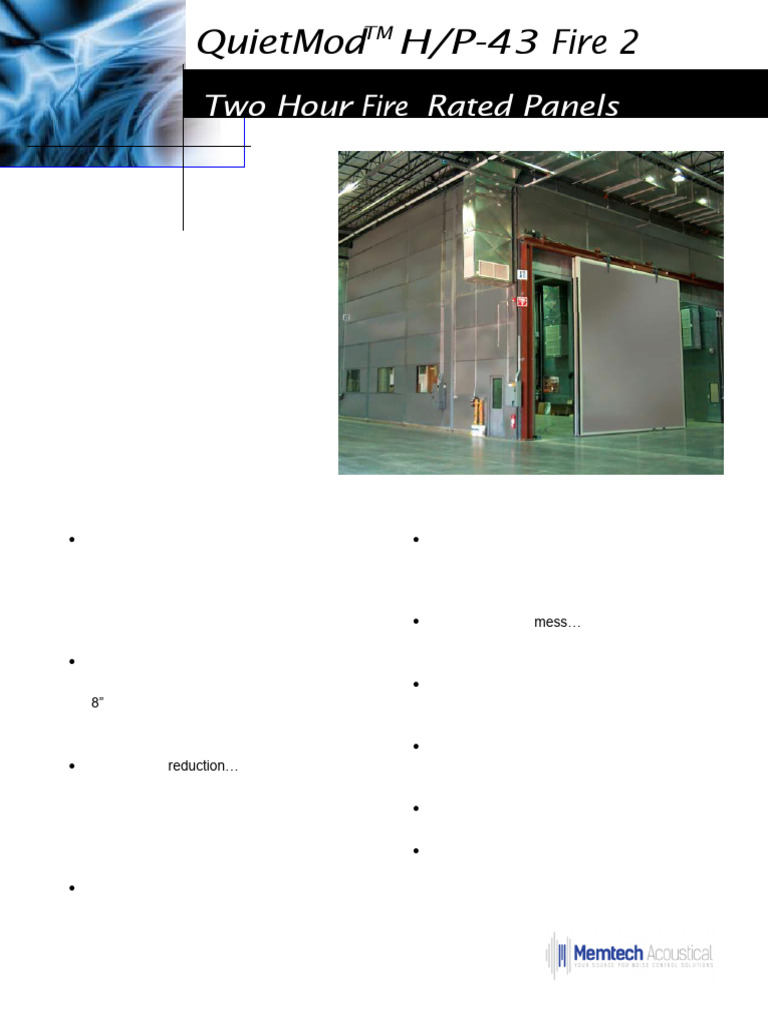 Memtech Hard Acoustic Enclosure Data Sheet Fire Rated | PDF | Wall | Sound