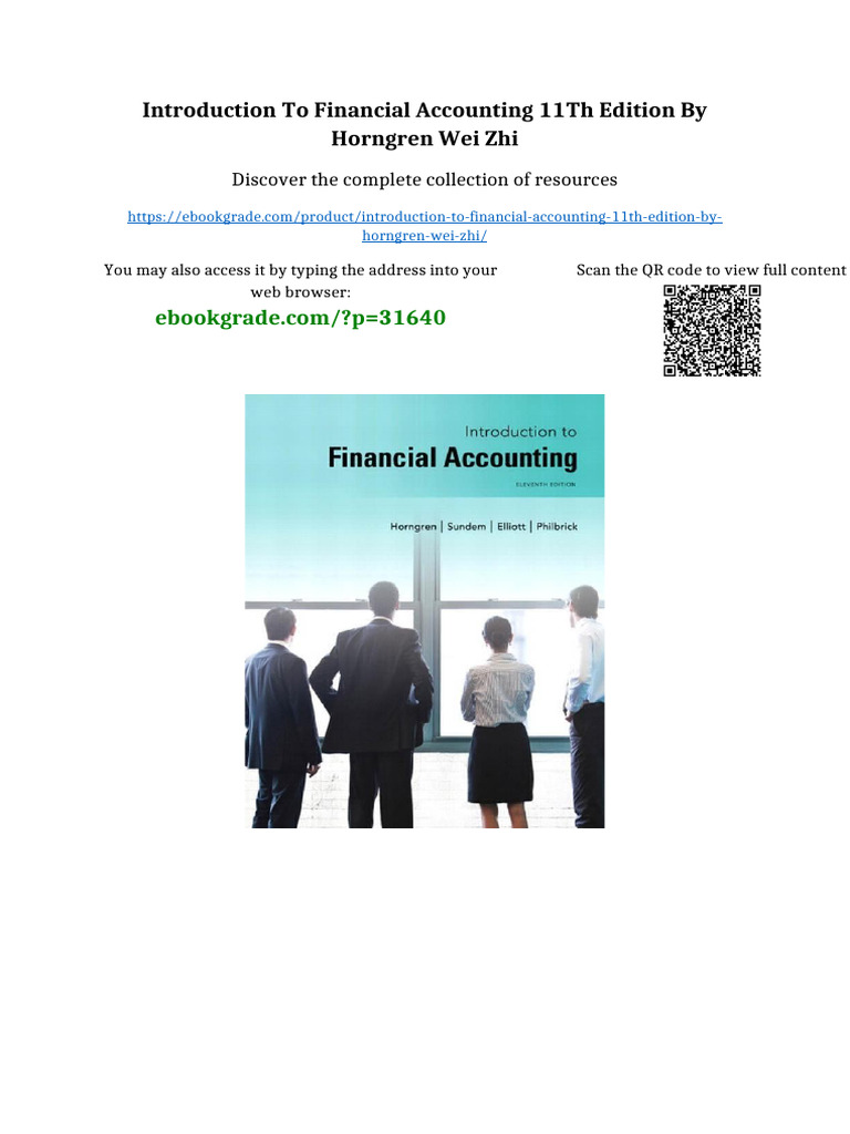 Introduction to Financial Accounting 11th Edition by Horngren Wei Zhi ...