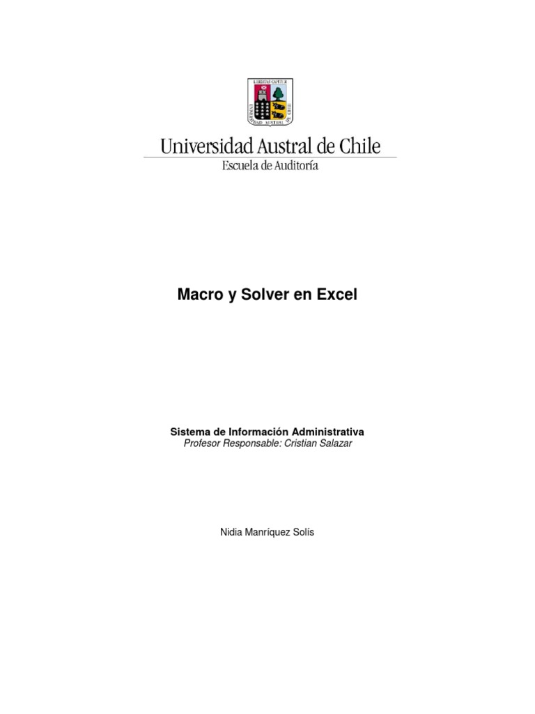 Macro Y Solver En Excel Pdf Macro Informática Microsoft Excel