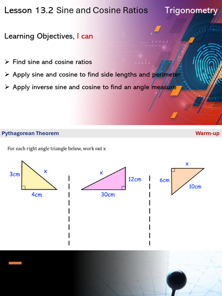 Sine and Cosine Ratios | PDF | Trigonometric Functions | Trigonometry