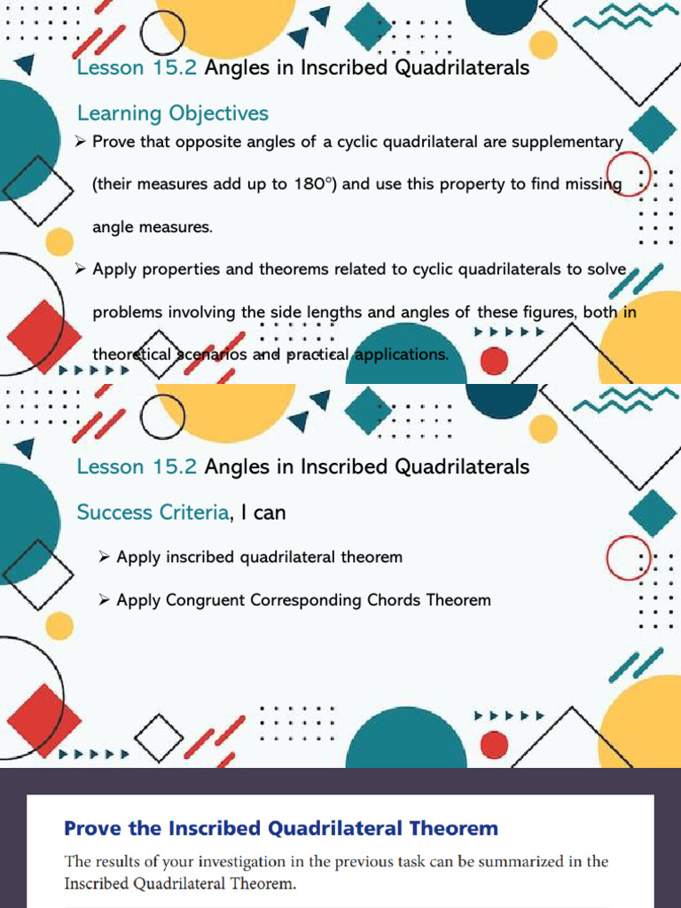 Angles in Inscribed Quadrilaterals | PDF