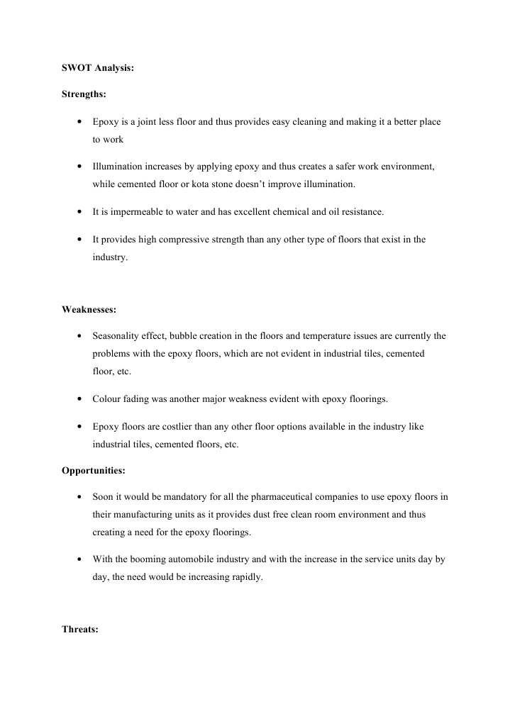 Epoxy Flooring SWOT Analysis | PDF | Home & Garden | Technology ...