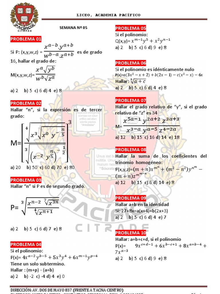 Polinomios | PDF | Ciencia computacional | Álgebra