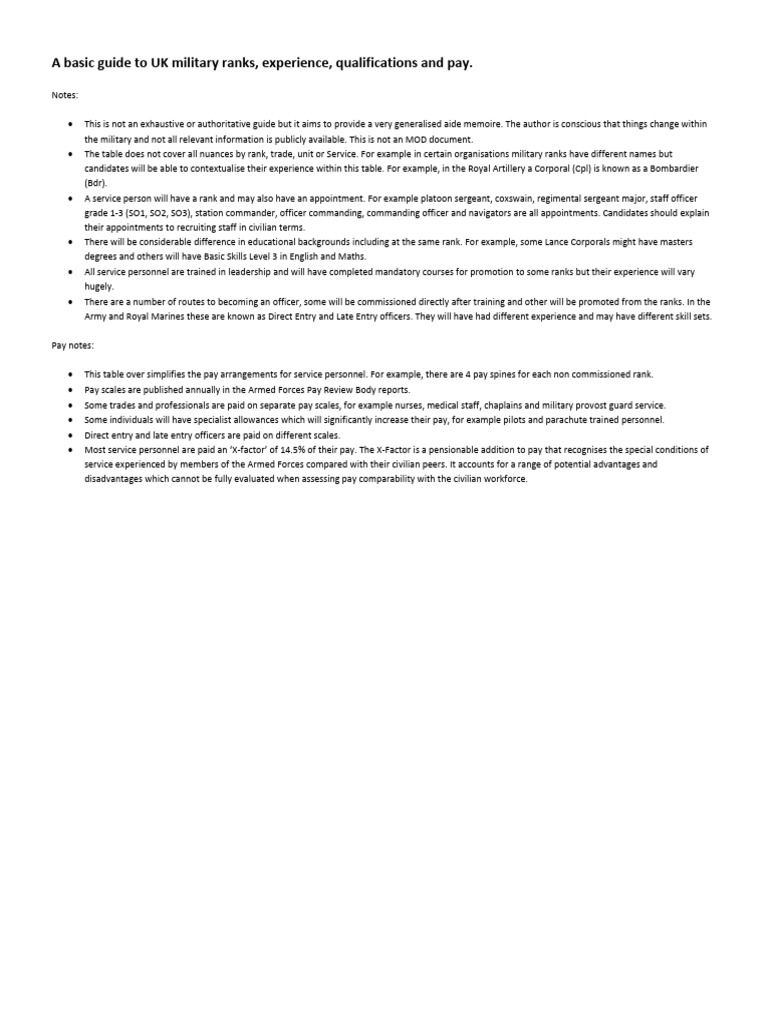 Uk Military Rank Comparison Chart | PDF | Corporal | Non Commissioned ...