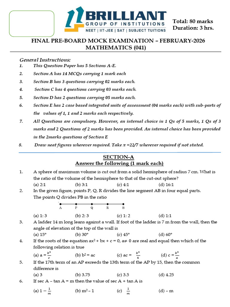 Final Mock Test 2026 Set - A | PDF