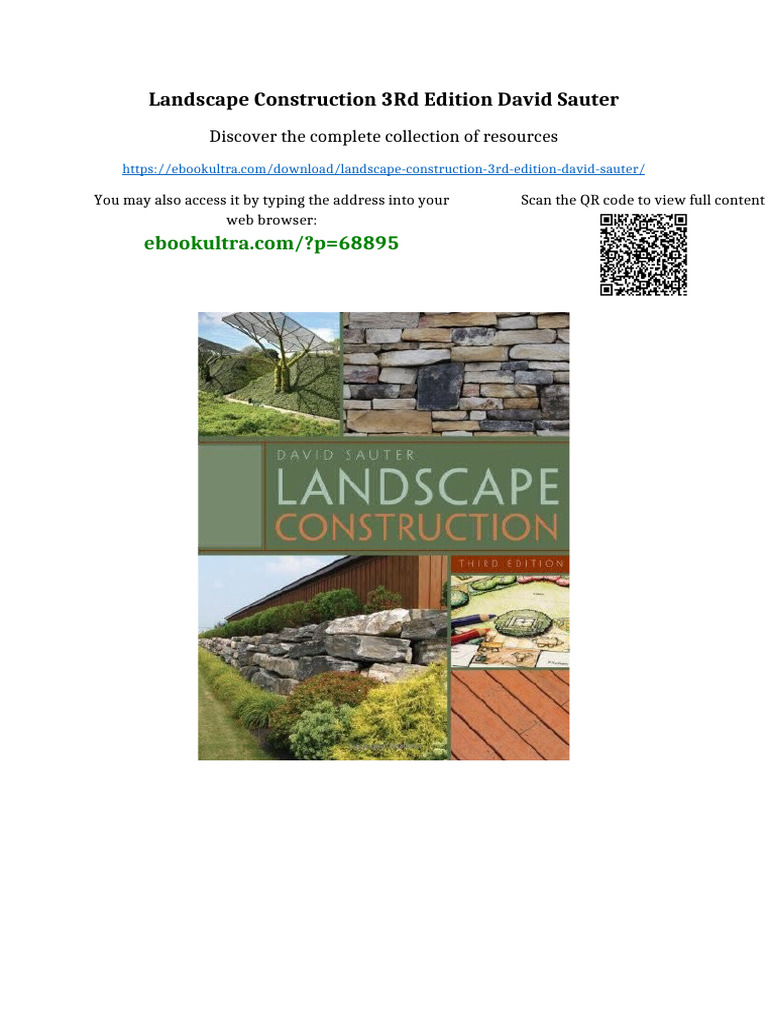 Landscape Construction 3rd Edition David Sauter Digital Version 2025 ...