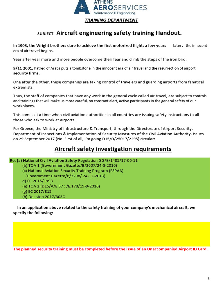 Safety Training Handout in English | PDF | Airport
