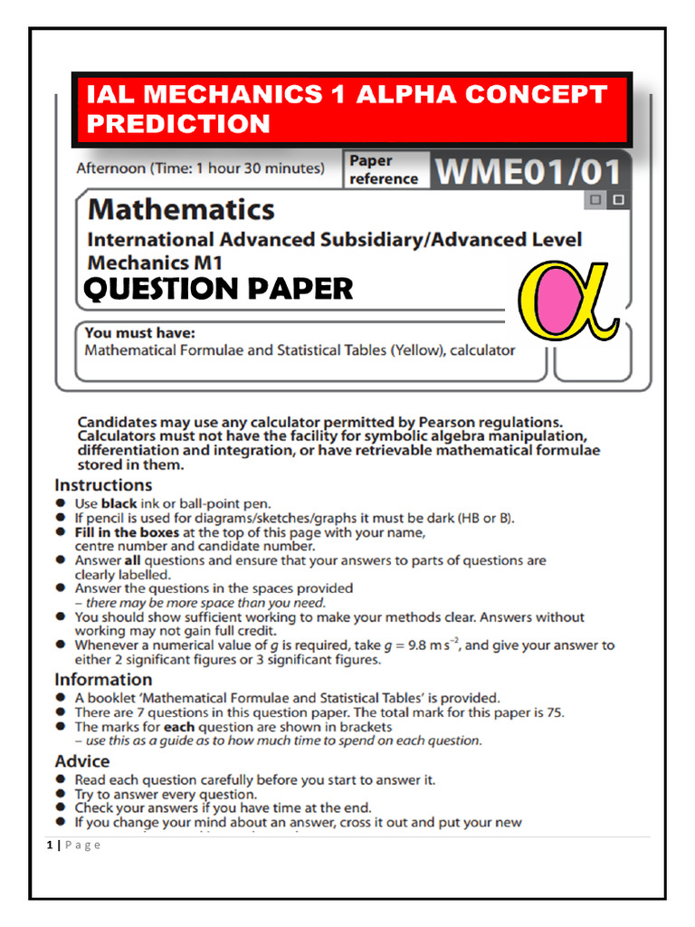 m1 Prediction 2026 Question Paper | PDF | Acceleration | Velocity