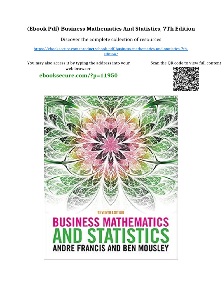 (eBook PDF) Business Mathematics and Statistics, 7th Edition Full ...