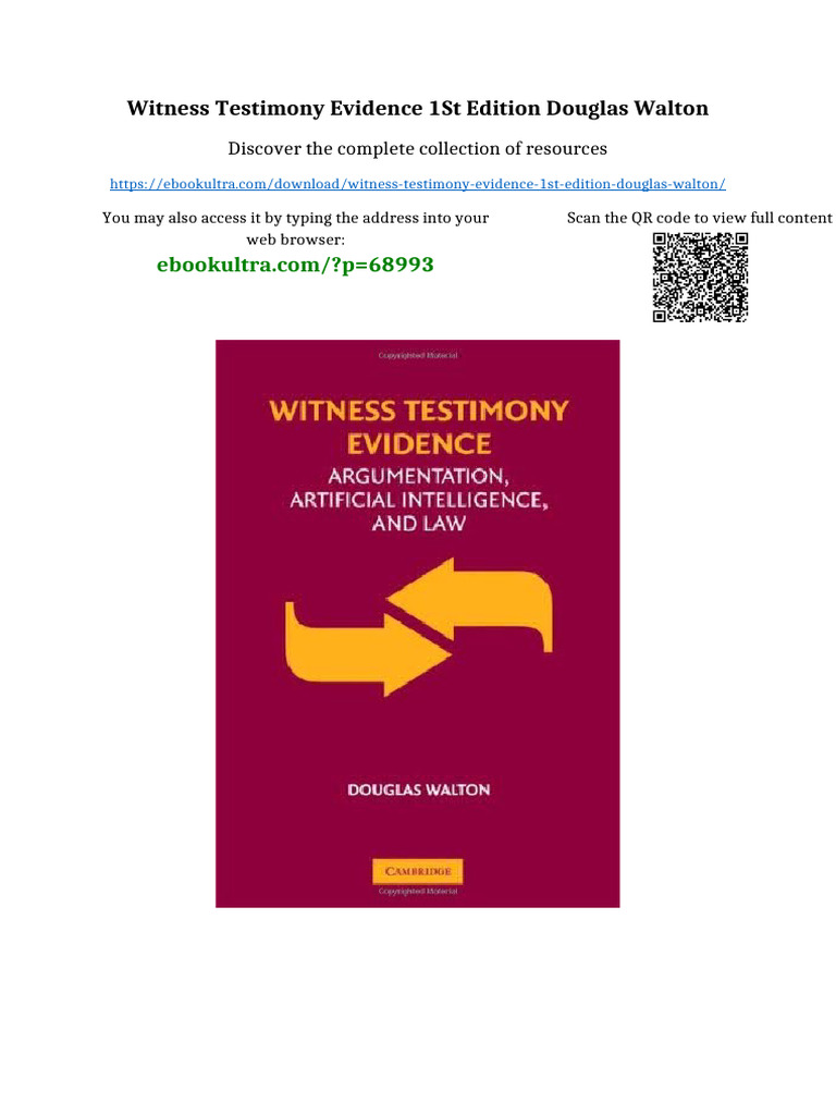 Witness testimony evidence 1st Edition Douglas Walton digital version ...