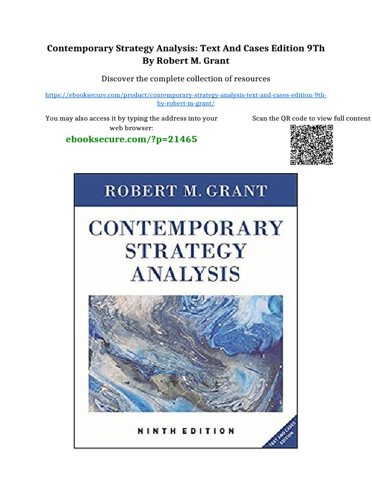 Contemporary Strategy Analysis: Text and Cases Edition 9th by Robert M ...