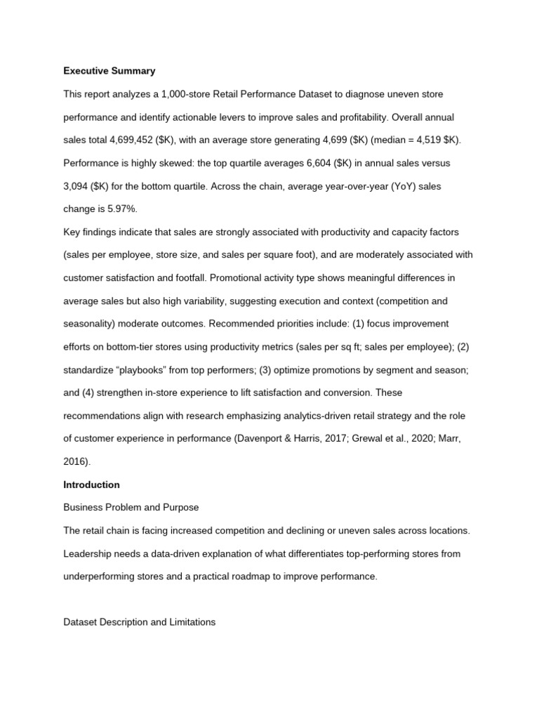 Unit8 Retail Store Performance Analysis APA | PDF | Performance ...
