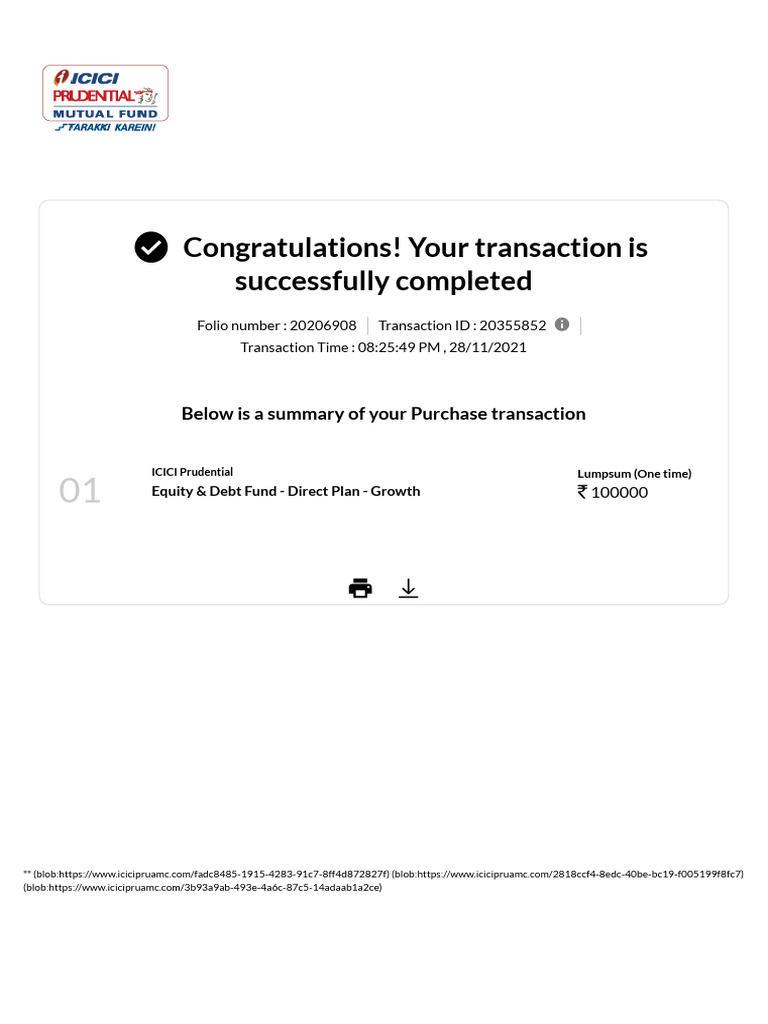 ICICI Prudential Equity and Debt Fund Payment Receipt | PDF