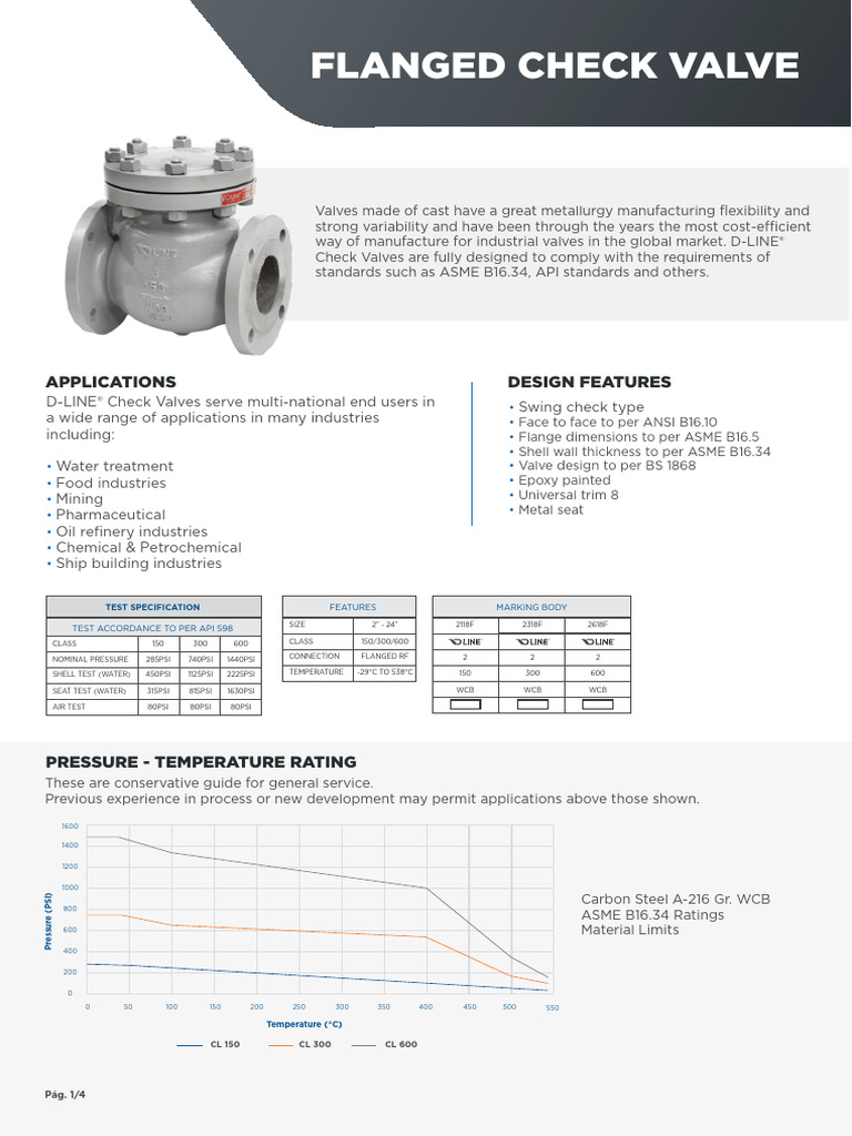 2118, 2318 y 2618 Flanged Check Valve | PDF | Valve | Mechanical ...