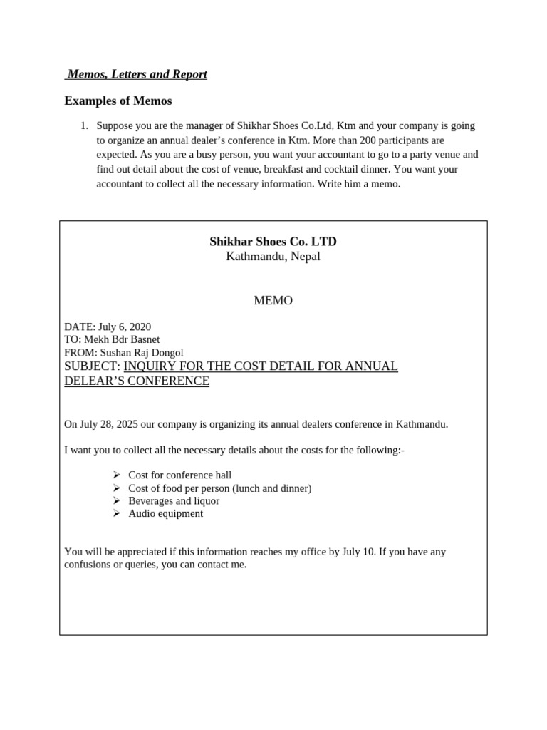 Examples of Memos | PDF