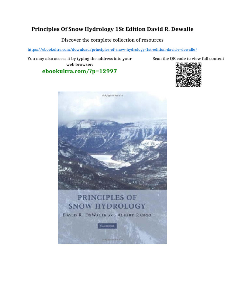 Principles of Snow Hydrology 1st Edition David R. Dewalle download full ...