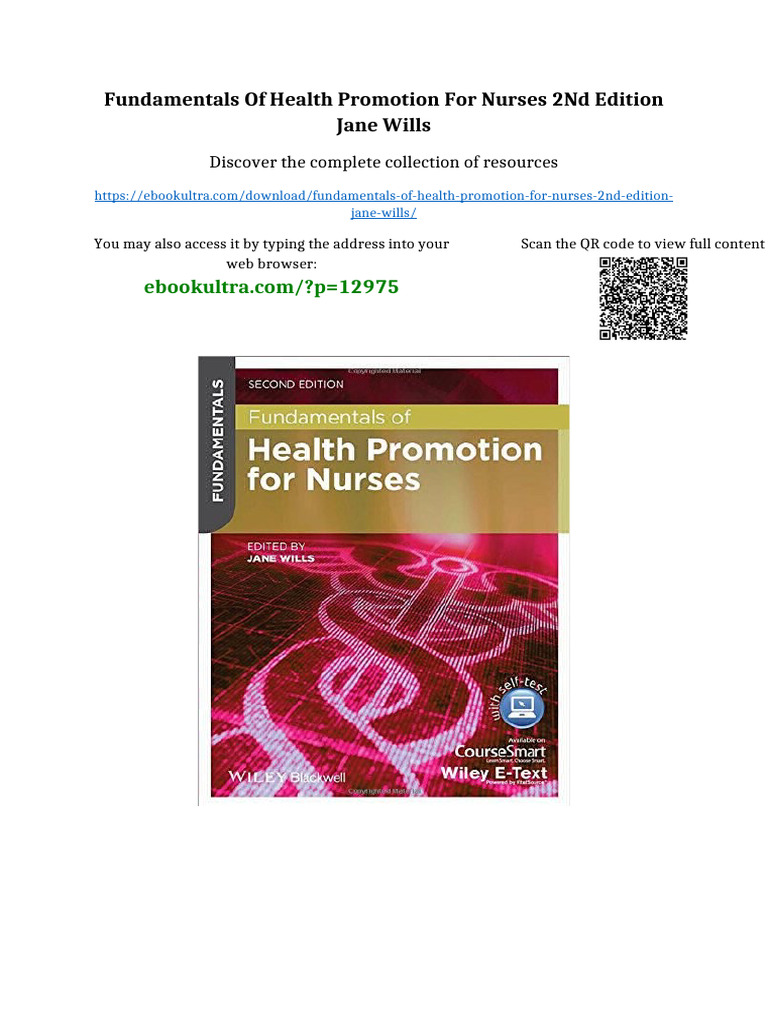 Fundamentals of Health Promotion For Nurses 2nd Edition Jane Wills No ...