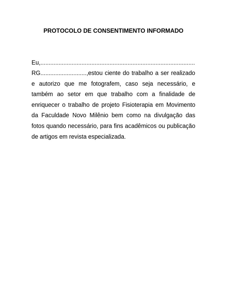 Protocolo de Consentimento Informado | PDF