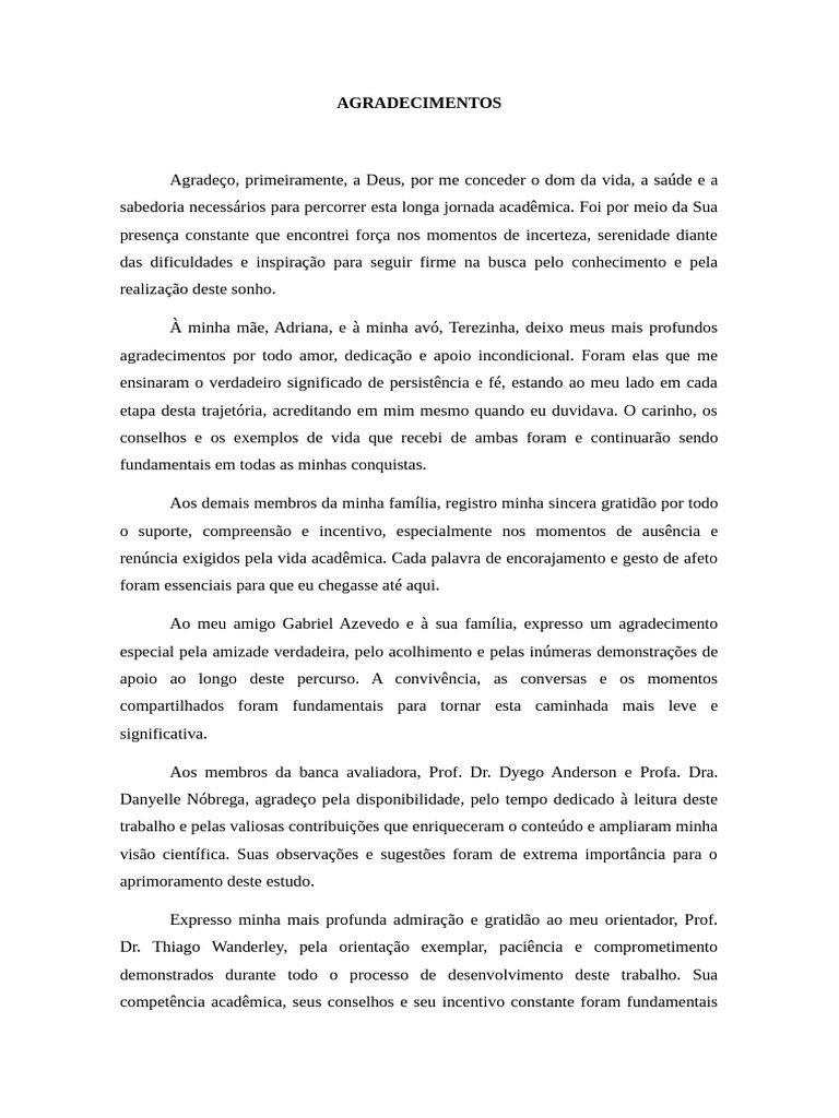 Agradecimentos Tcc Joao | PDF | Amizade