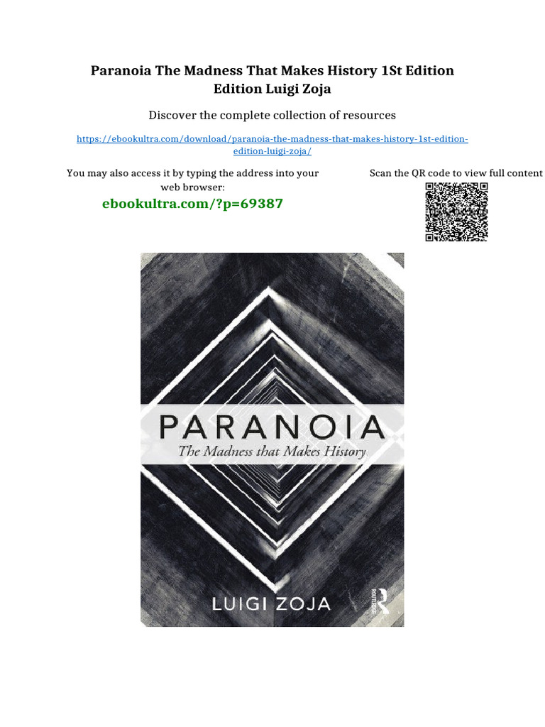 Paranoia The Madness That Makes History 1st Edition Edition Luigi Zoja ...