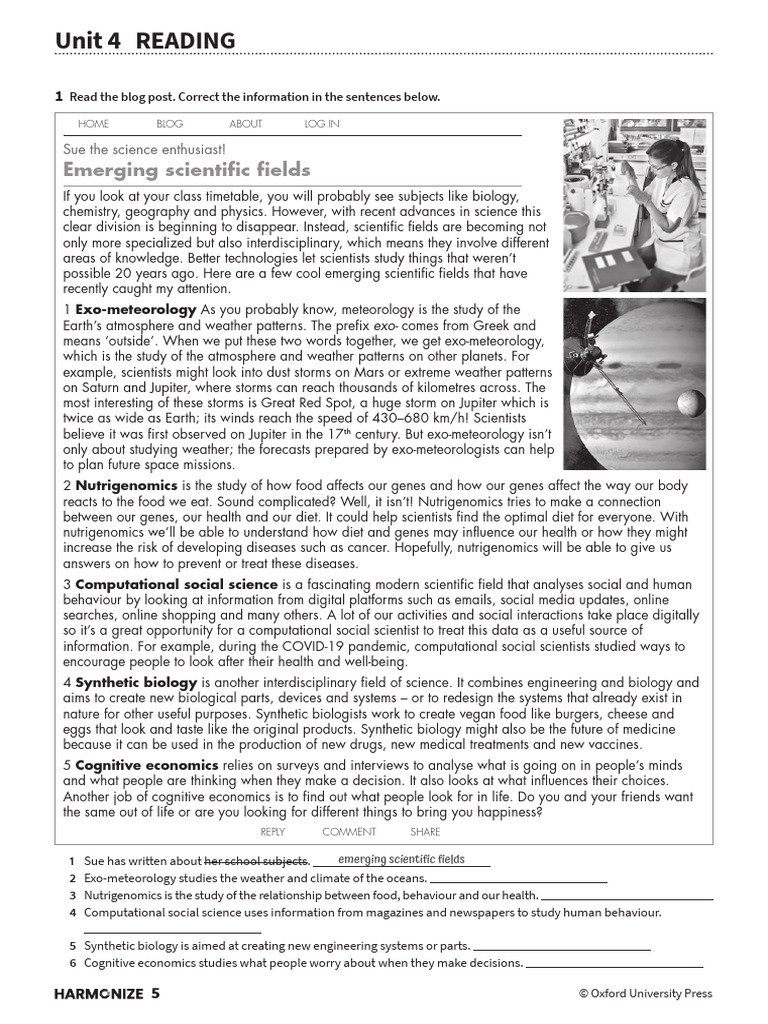 Harmonize 5 TRM Reading Unit 4 Worksheets | PDF | Weather | Storms
