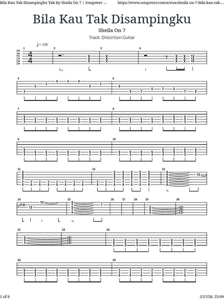 Bila Kau Tak Disampingku Tab by Sheila on 7 _ Songsterr Tabs With ...