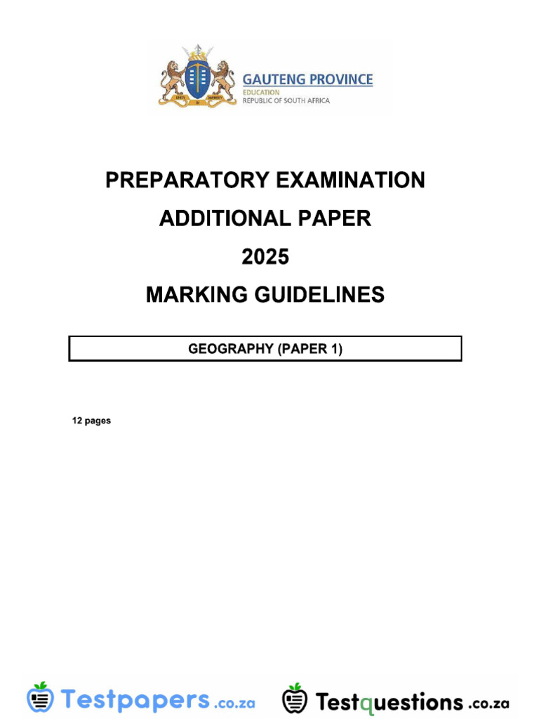 Geography Grade 12 NSC P1 MEMO September 2025 Gauteng | PDF