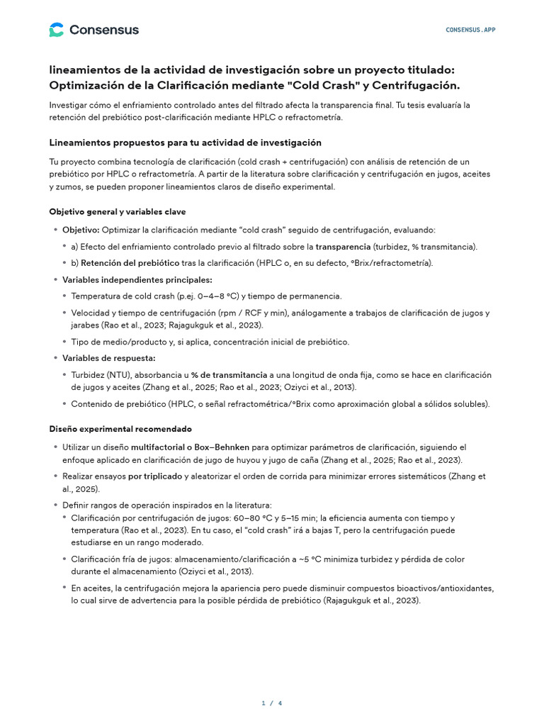 3.propuesta. Clarificación Mediante Cold Crash y Centrifugación | PDF
