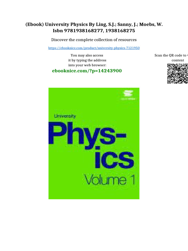(Ebook) University Physics by Ling, S.J.; Sanny, J.; Moebs, W. ISBN ...