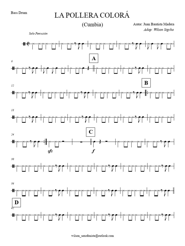 Pollera Colorá Bass Drums | PDF