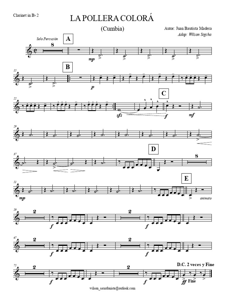 Pollera Colorá Clarinete II | PDF