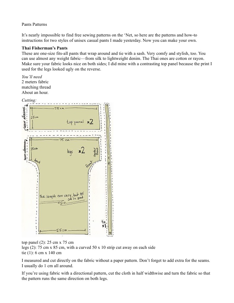 Thai Fisherman Pants | PDF | Seam (Sewing) | Sewing