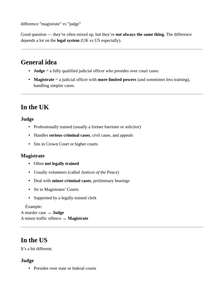 Magistrate vs Judge Definition and Roman Times | PDF | Justice Of The ...