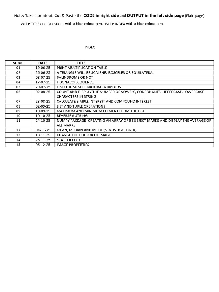 Ai Record Note - Class 10 | PDF | String (Computer Science) | Triangle