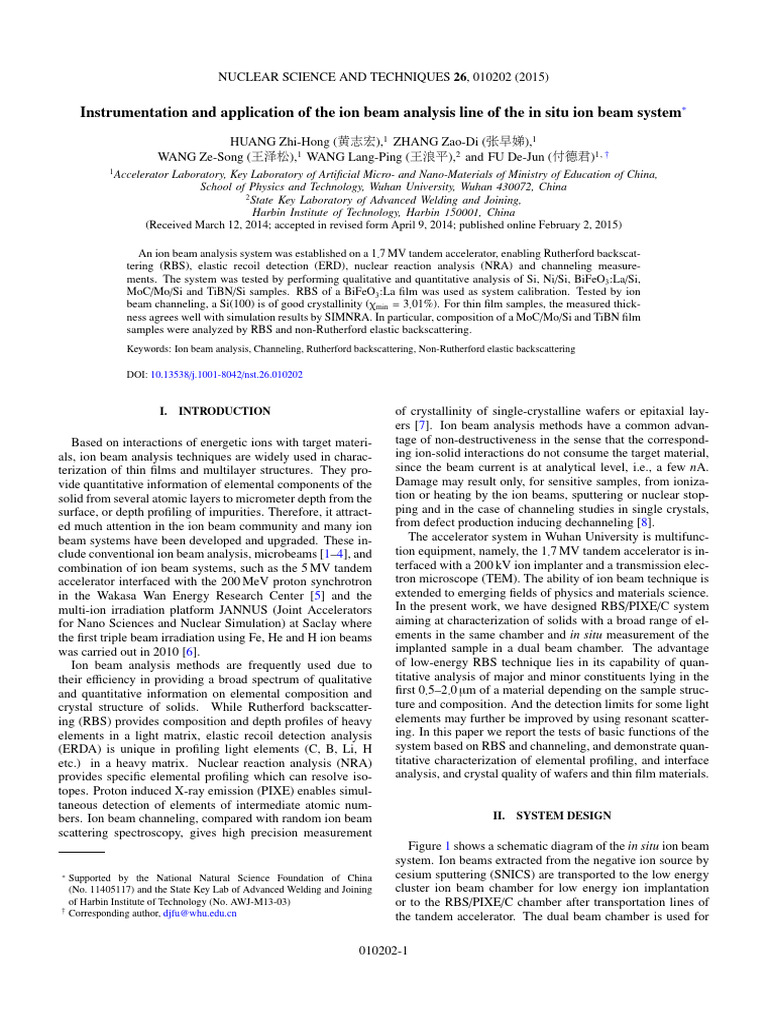 Instrumentation and Application of the Ion Beam Analysis Line of the in ...