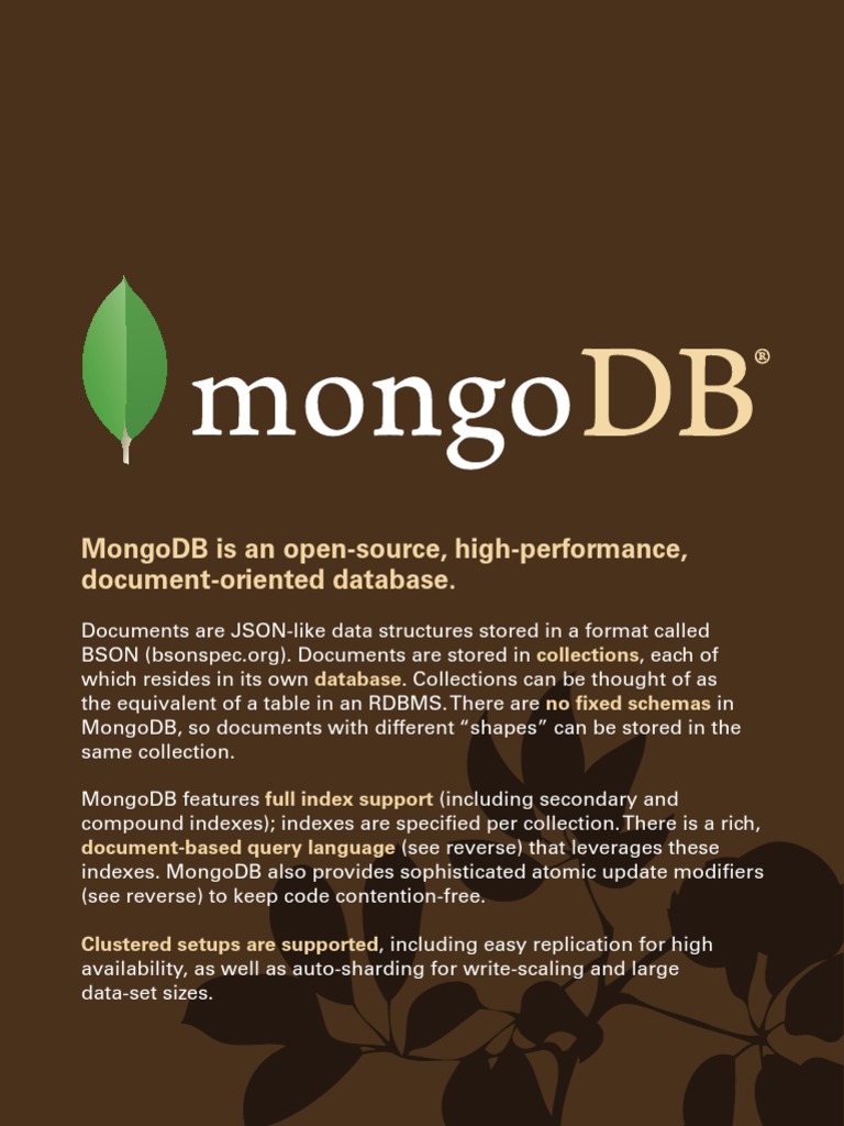 Mongodb QRC Booklet | PDF | Mongo Db | Database Index Mongodb QRC Booklet | PDF | Mongo Db | Database Index