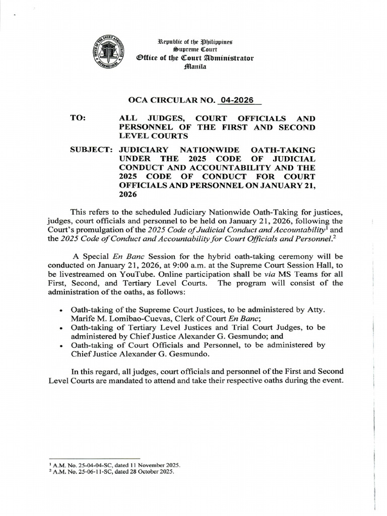 OCA Circular No. 04-2026 | PDF