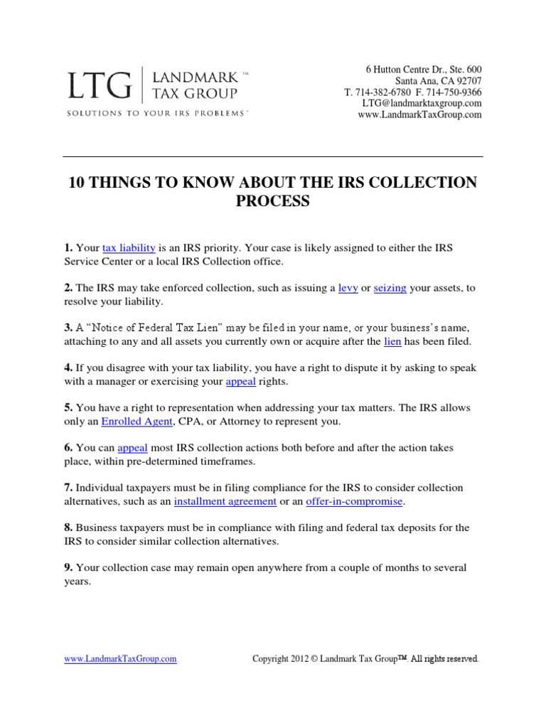 10 Things To Know About The IRS Collection Process | PDF