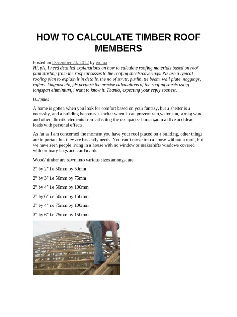 HOW TO CALCULATE TIMBER ROOF MEMBERS | PDF | Roof | Length